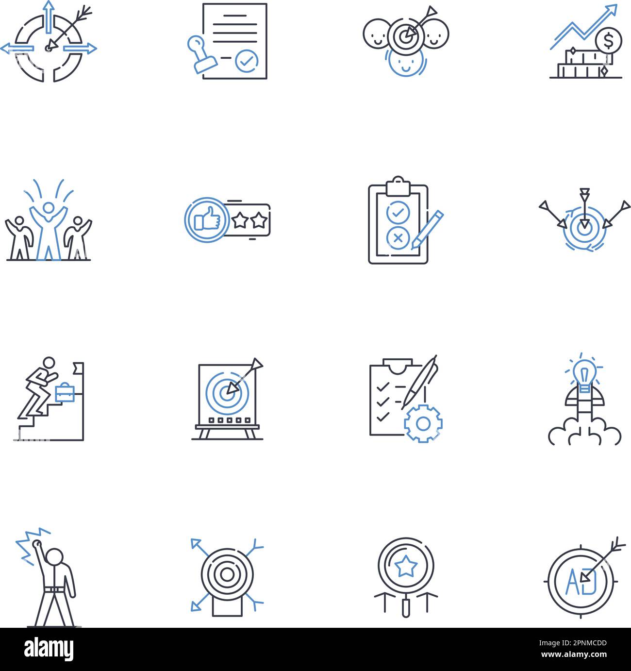 Sammlung der Symbole für Zweckzeilen. Intention, Mission, Objectives ...