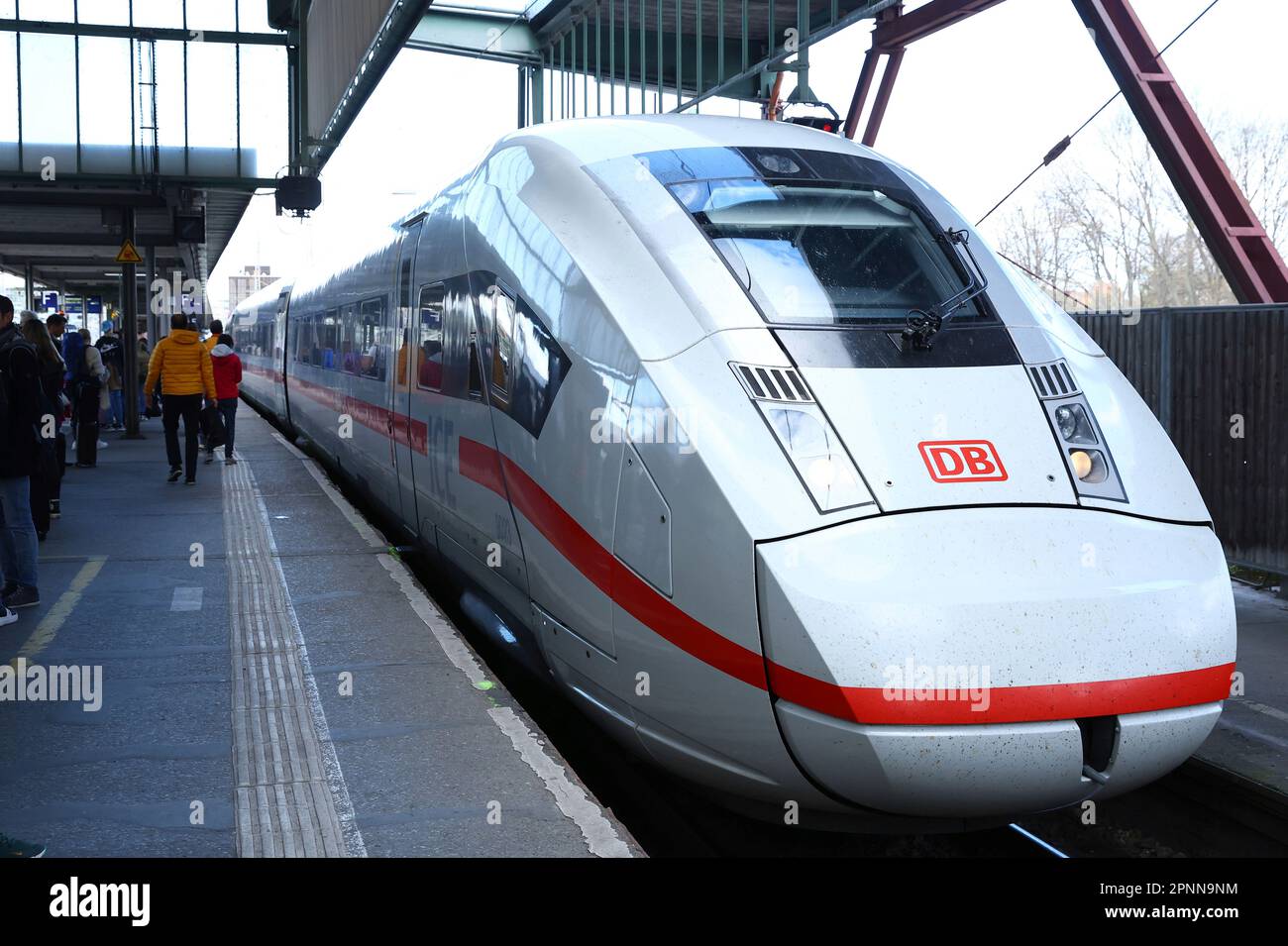 A train of InterCity Express of Germany parks at Stuttgart Hauptbahnhof ...