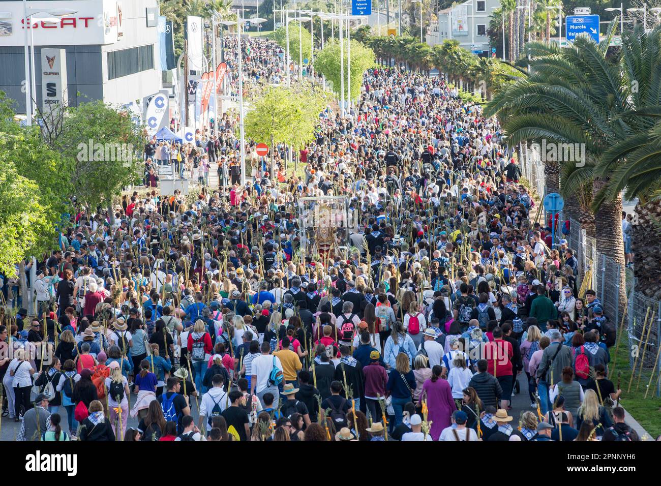 Dozens of people during the Romería de la Santa Faz, April 20, 2023, in ...