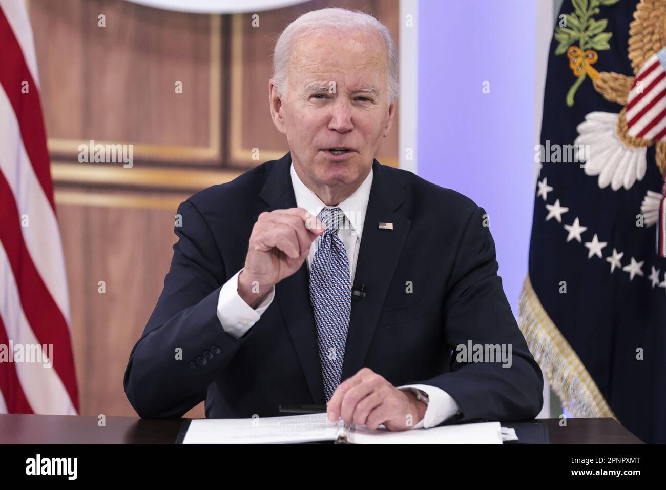 Washington, Usa. 20. April 2023. USA Präsident Joe Biden spricht am ...