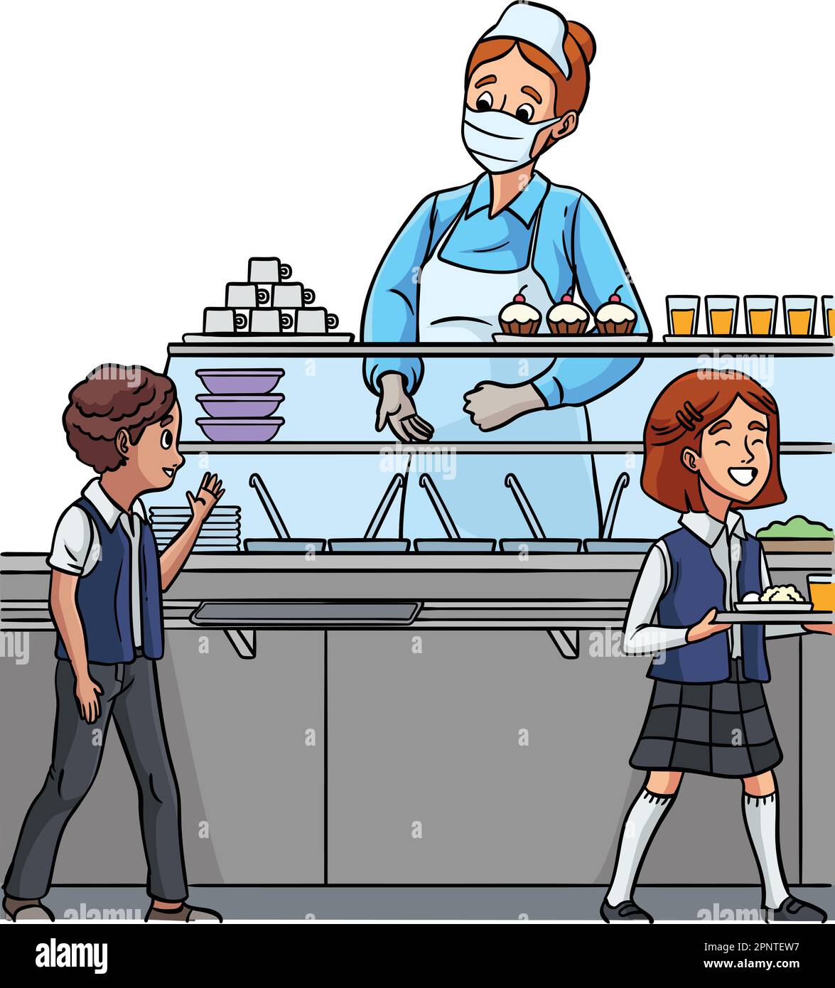 Lunch Lady Cartoon Farbige Clipart Illustration Stock-Vektorgrafik - Alamy