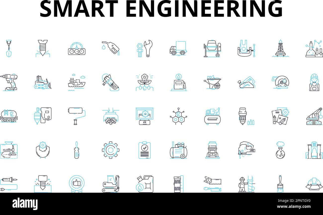 Lineare Symbole für Smart Engineering festgelegt. Optimierung, Innovation, Automatisierung ...