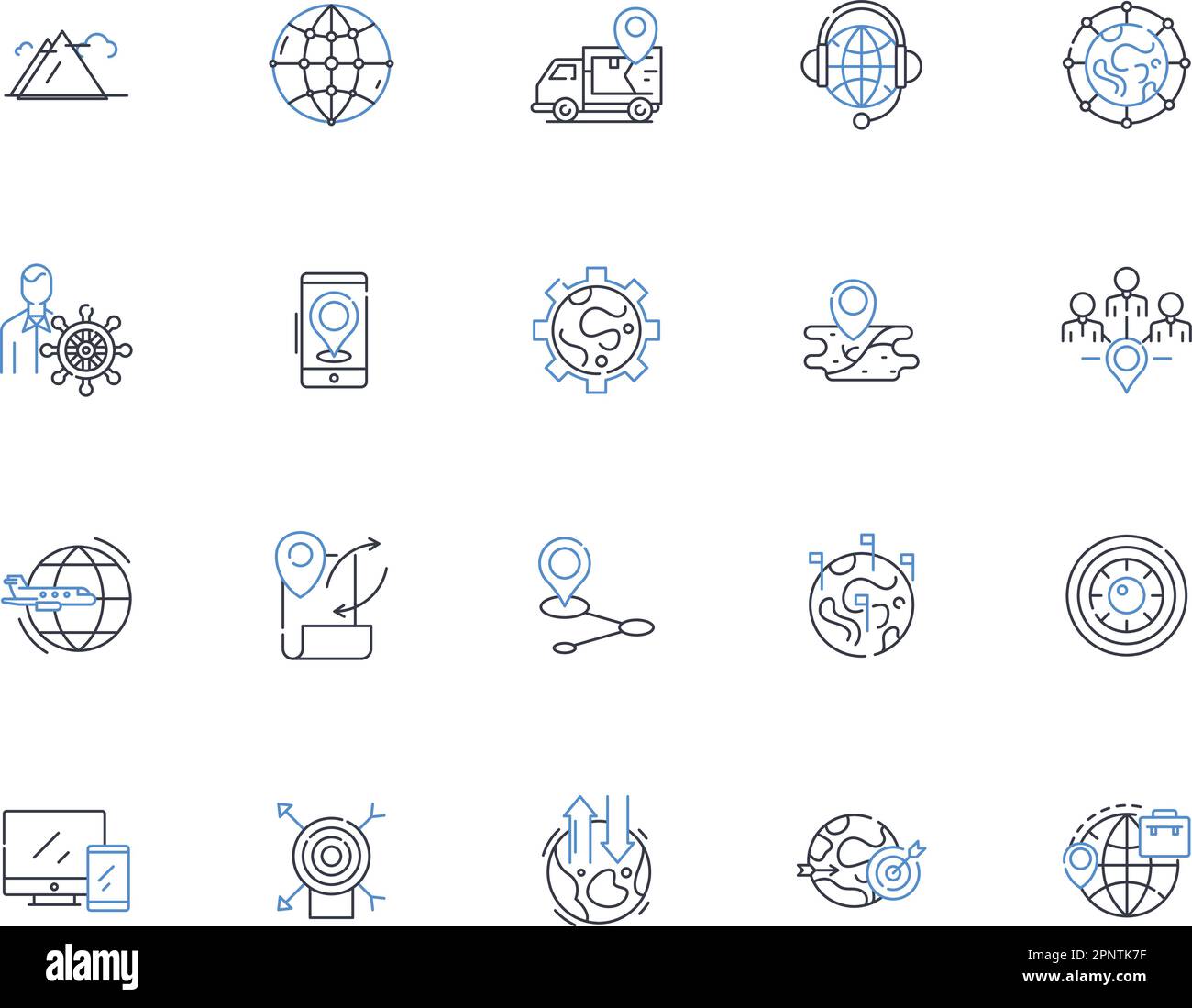Sammlung von Liniensymbolen für Koordinaten. Breitengrad , Längengrad ...