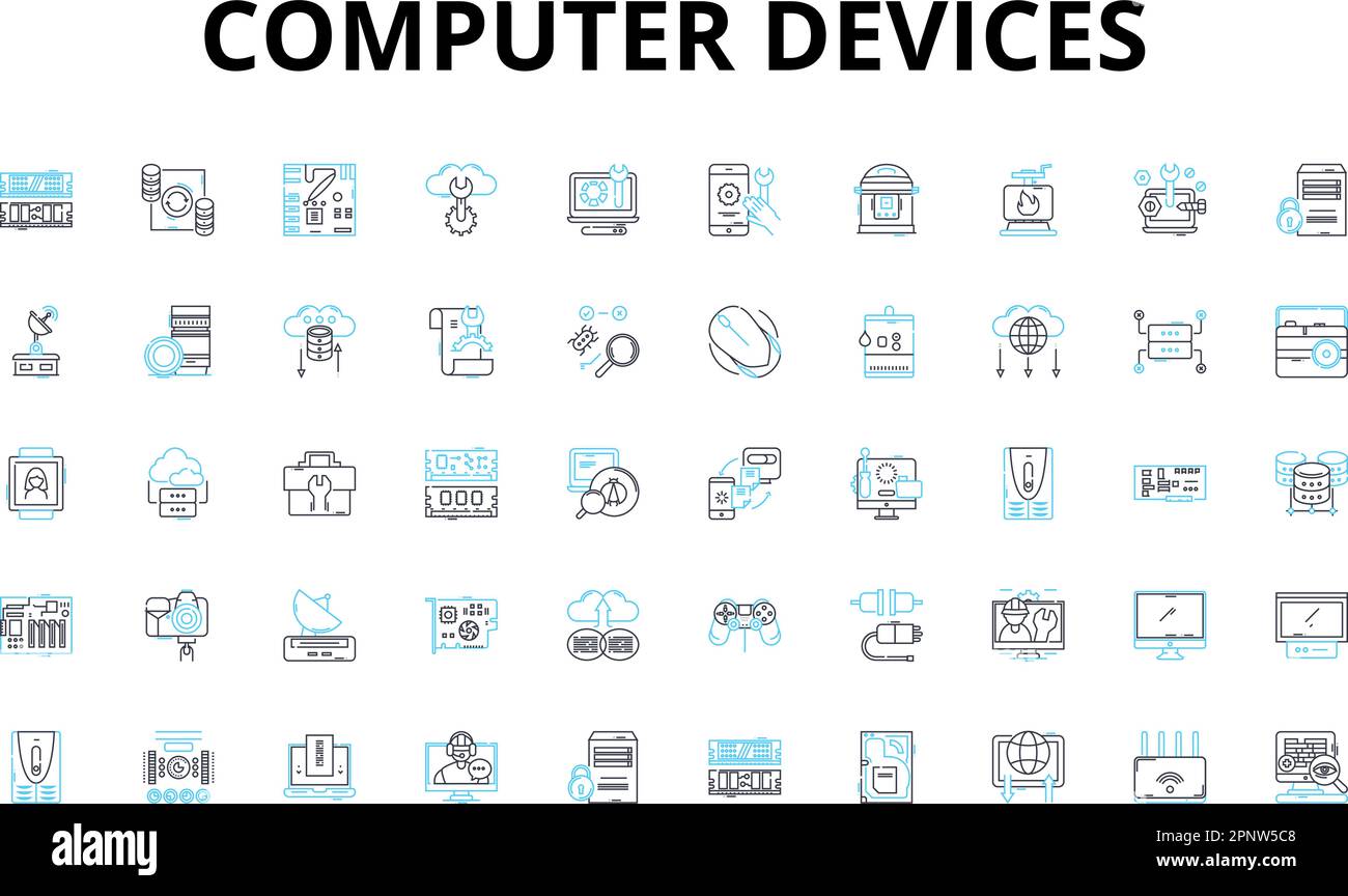 Lineare Symbole für Computergeräte festgelegt. Tastatur, Maus, Monitor ...