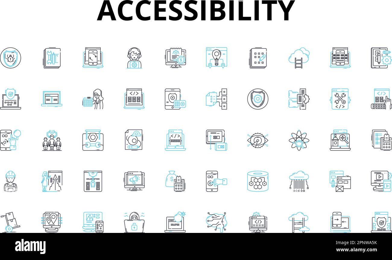 Satz linearer Symbole für Barrierefreiheit. Inklusion, Behinderung ...