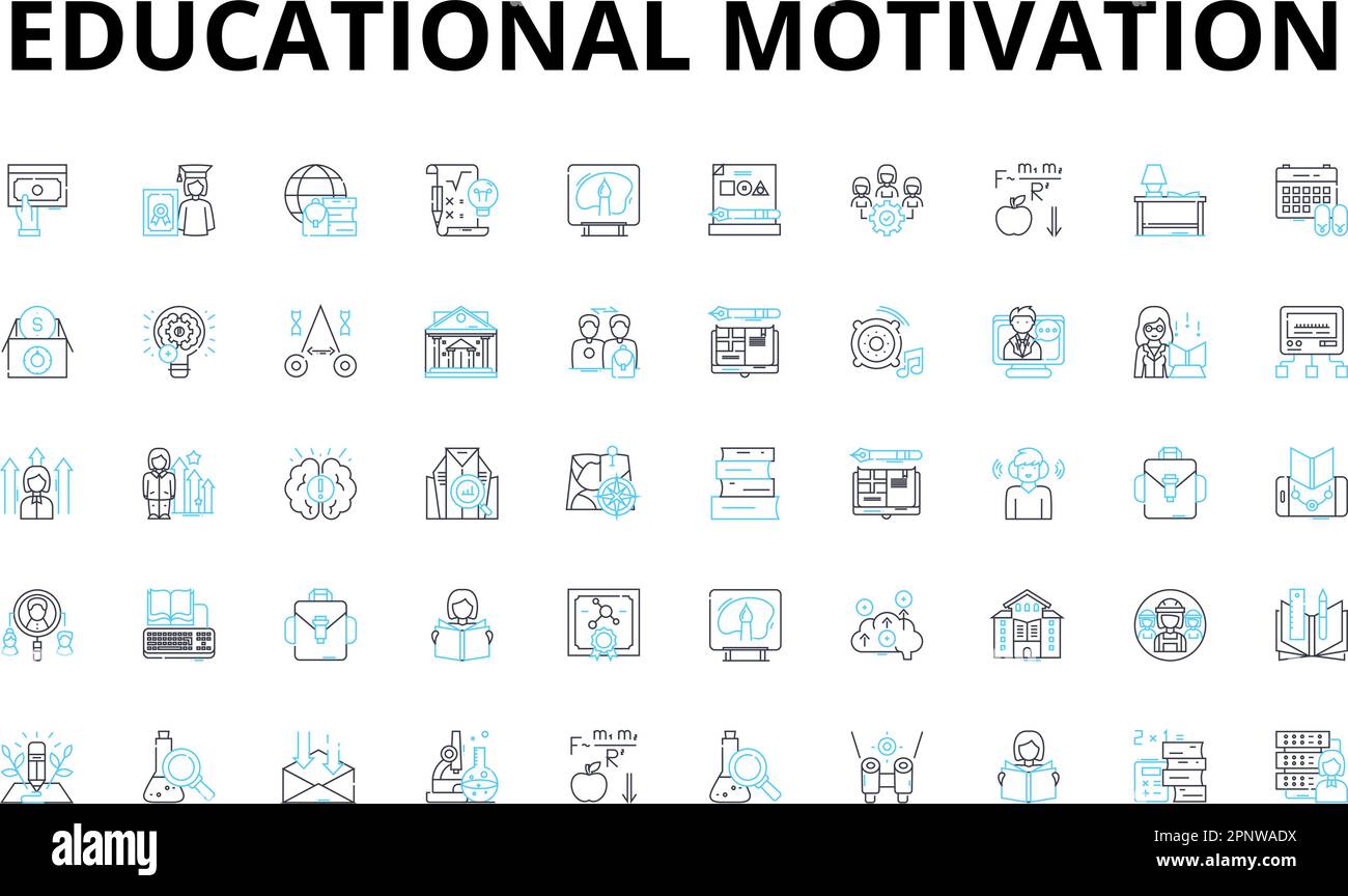Lineare Symbole für Bildungsmotivation. Inspiration, Wachstum ...