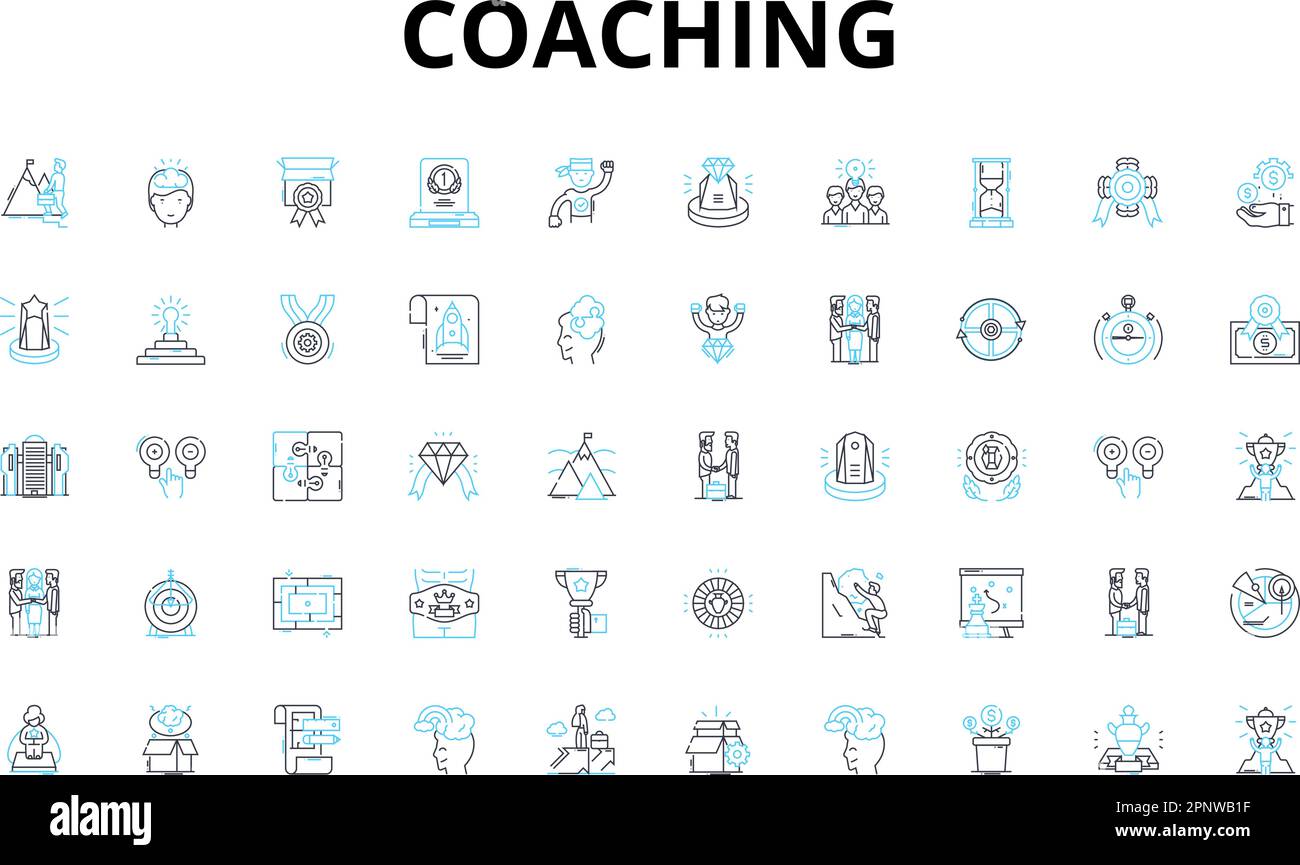Lineare Symbole für Coaching festgelegt. Mentoring, Anleitung ...