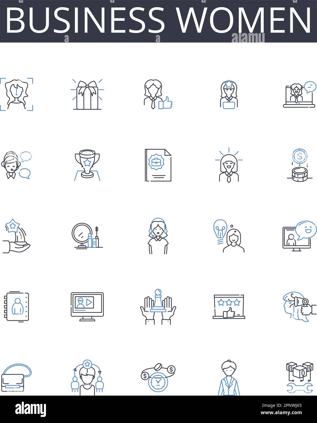 Business Women Line Icons Kollektion. Unternehmer, Führungskräfte ...