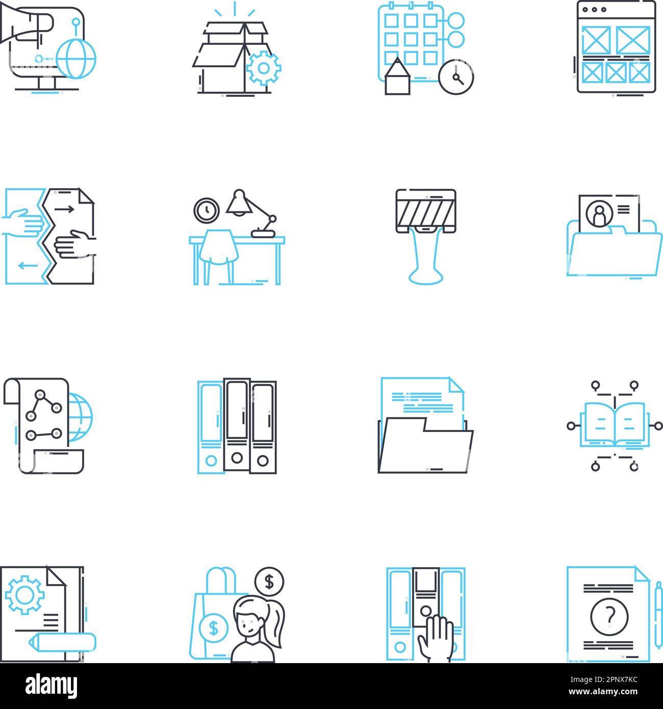 Lineare Symbole für Zeitplan festgelegt. Terminplan, Kalender, Planer ...