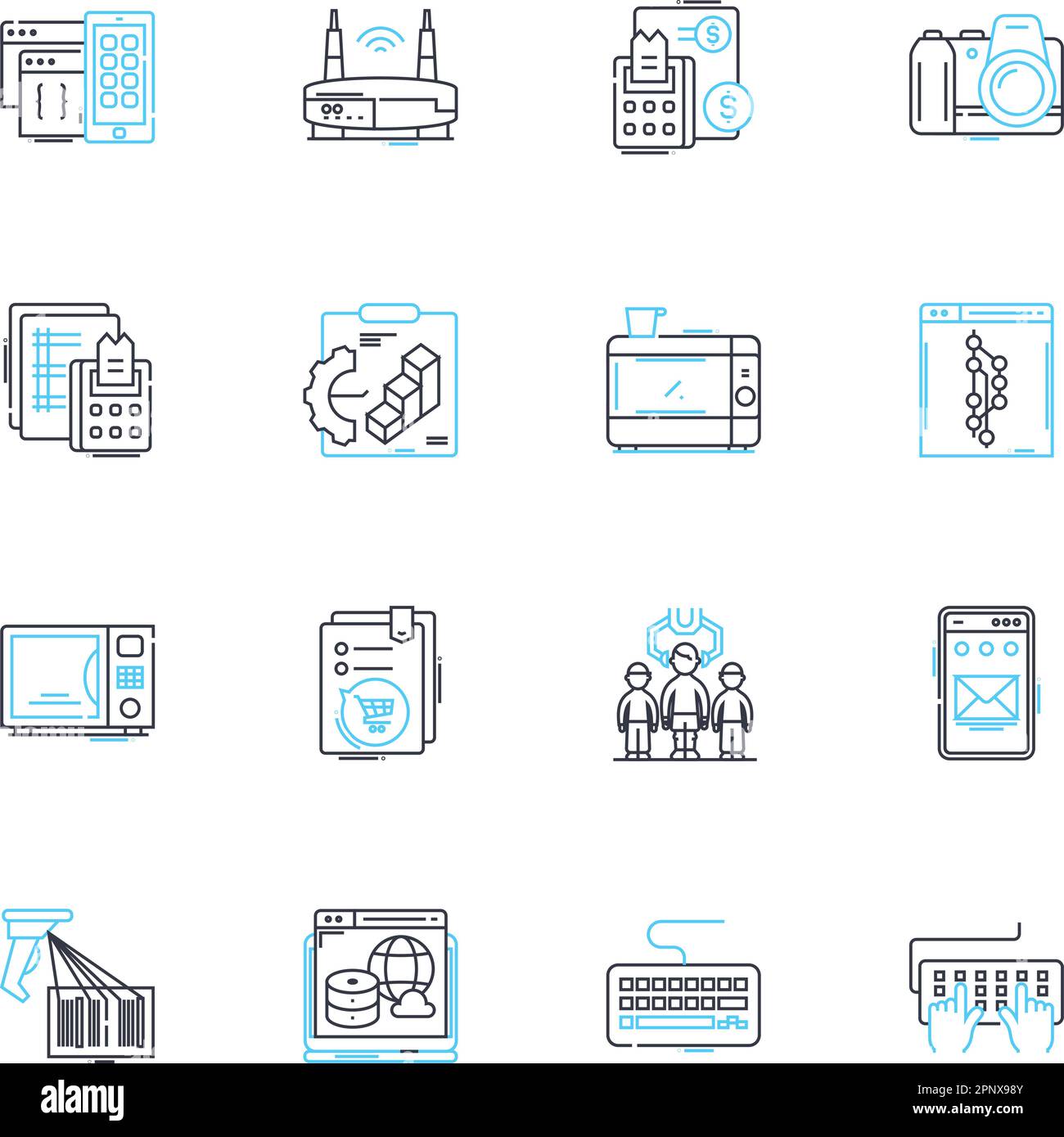 Lineare Maschinensymbole eingestellt. Automatisierung, Robotik ...