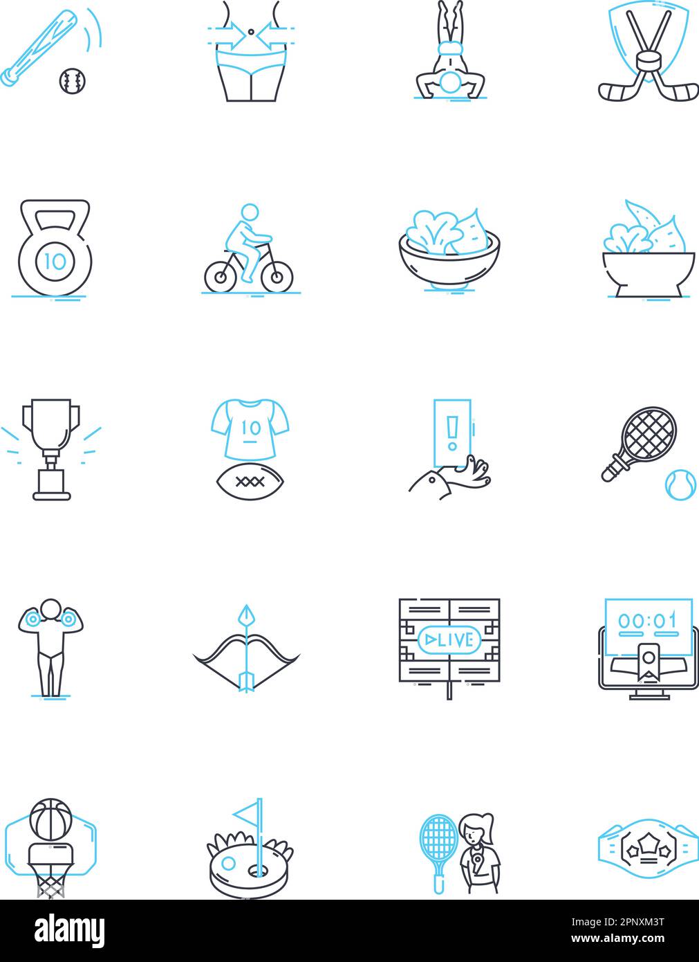 Legen Sie die linearen Symbole fest. Fitness, Gesundheit, Workouts ...