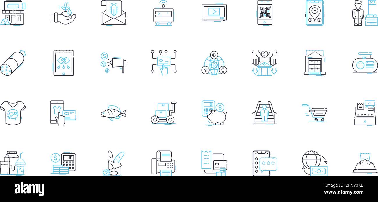 Essen mit linearen Symbolen. Festmahl, Küche, Gourmet, Buffet, Bistro ...