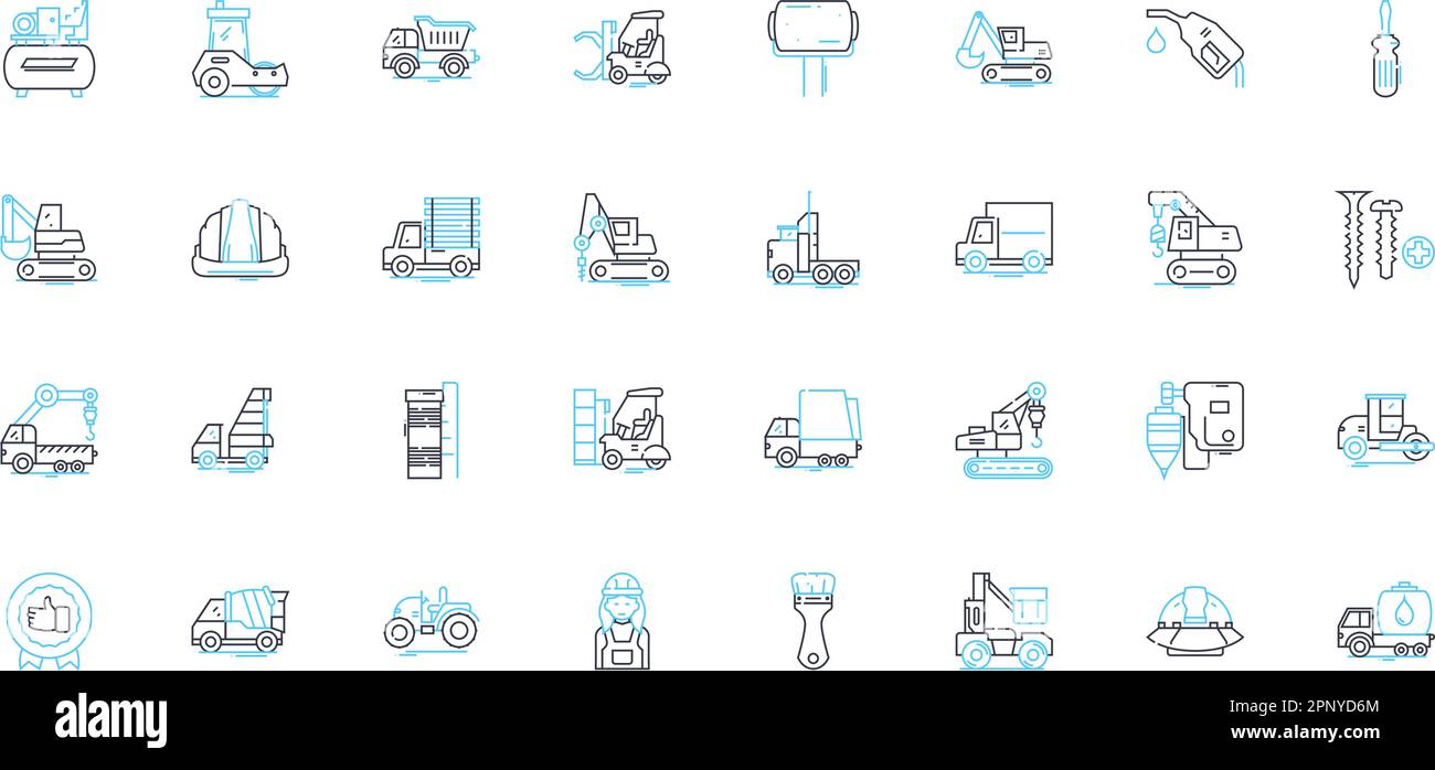 Linearer Symbolsatz für landwirtschaftliche Geräte. Traktor ...