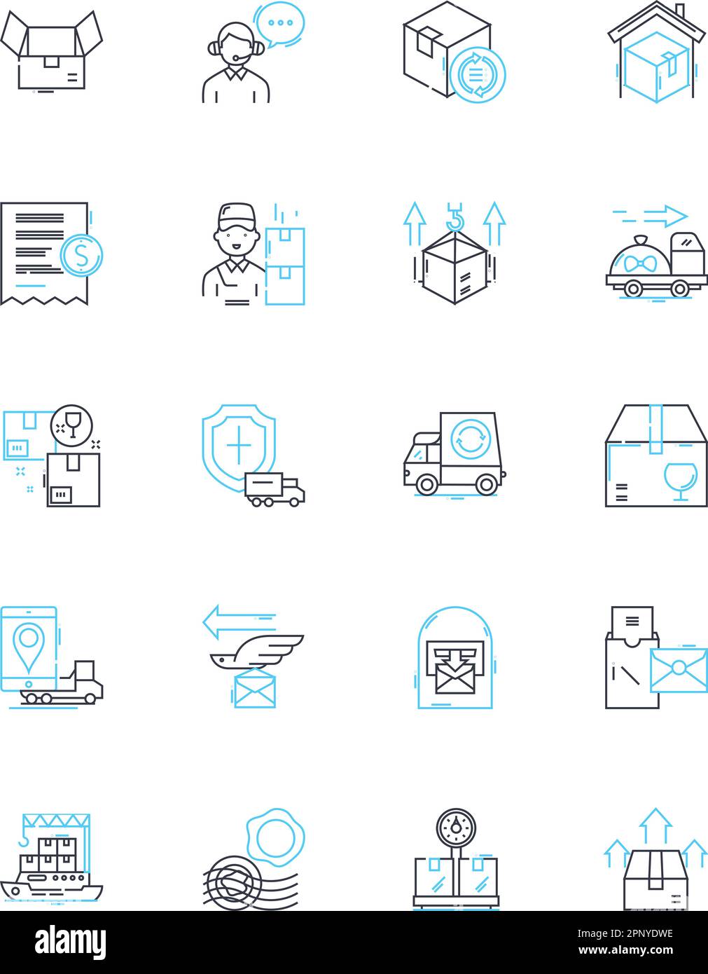 Lineare Symbole für Social-Media-Werbung. Bewusstsein, Engagement ...