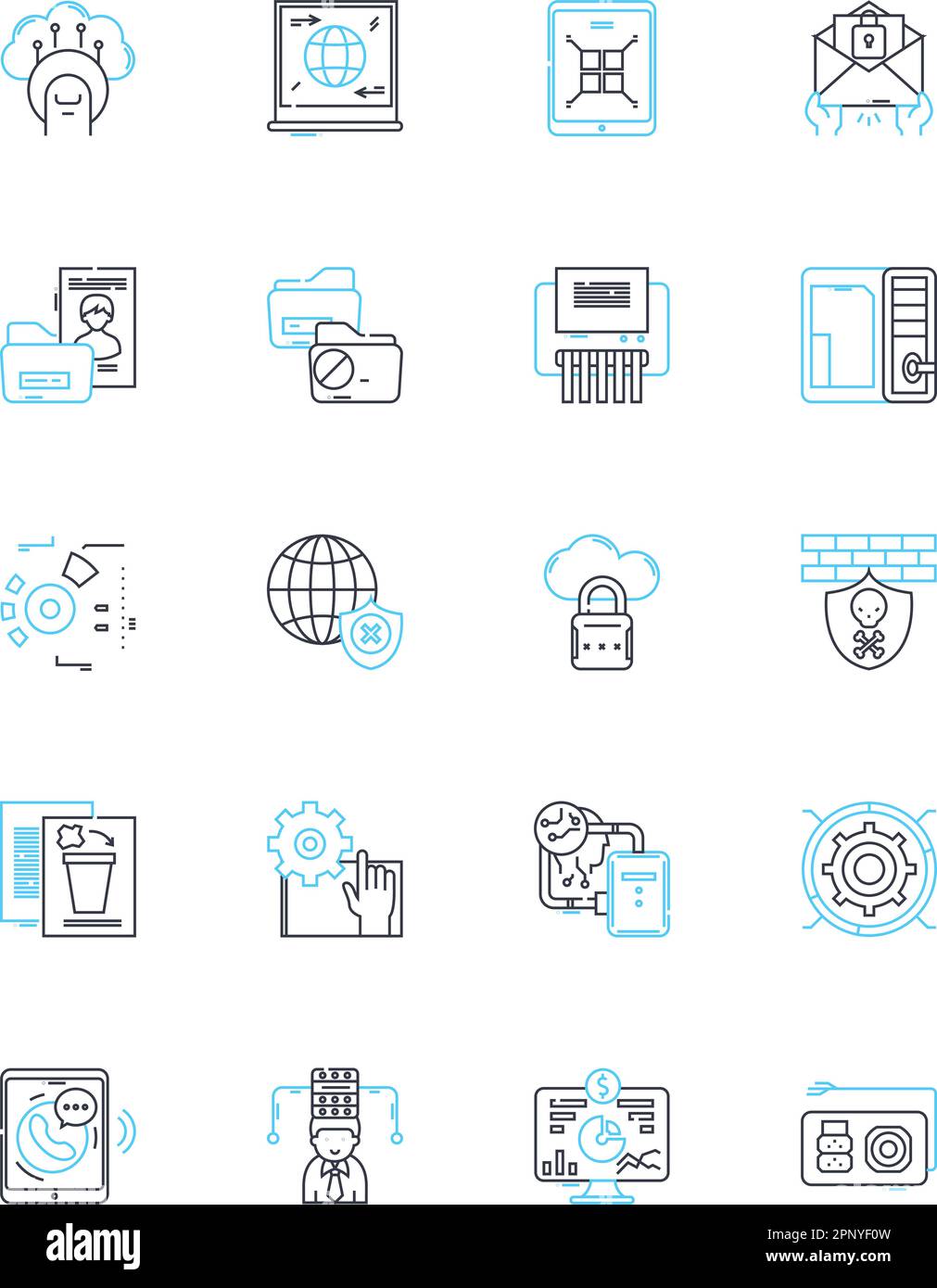 Lineares Symbolset für Finanzbuchhaltung. Aktiva, Passiva, Eigenkapital ...