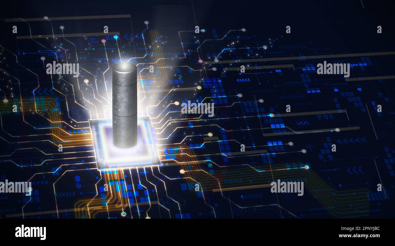 3D Abbildung: Lithium-Metall-Batterie. Die Batterie bietet die ...