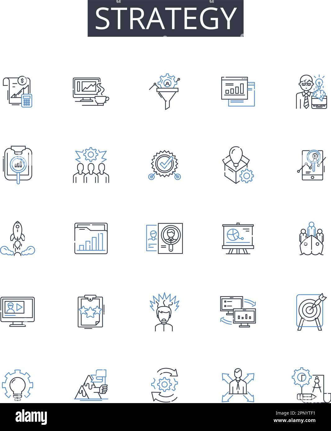 Symbolsammlung für Strategiezeilen. Plan, Taktik, Ansatz, Schema ...