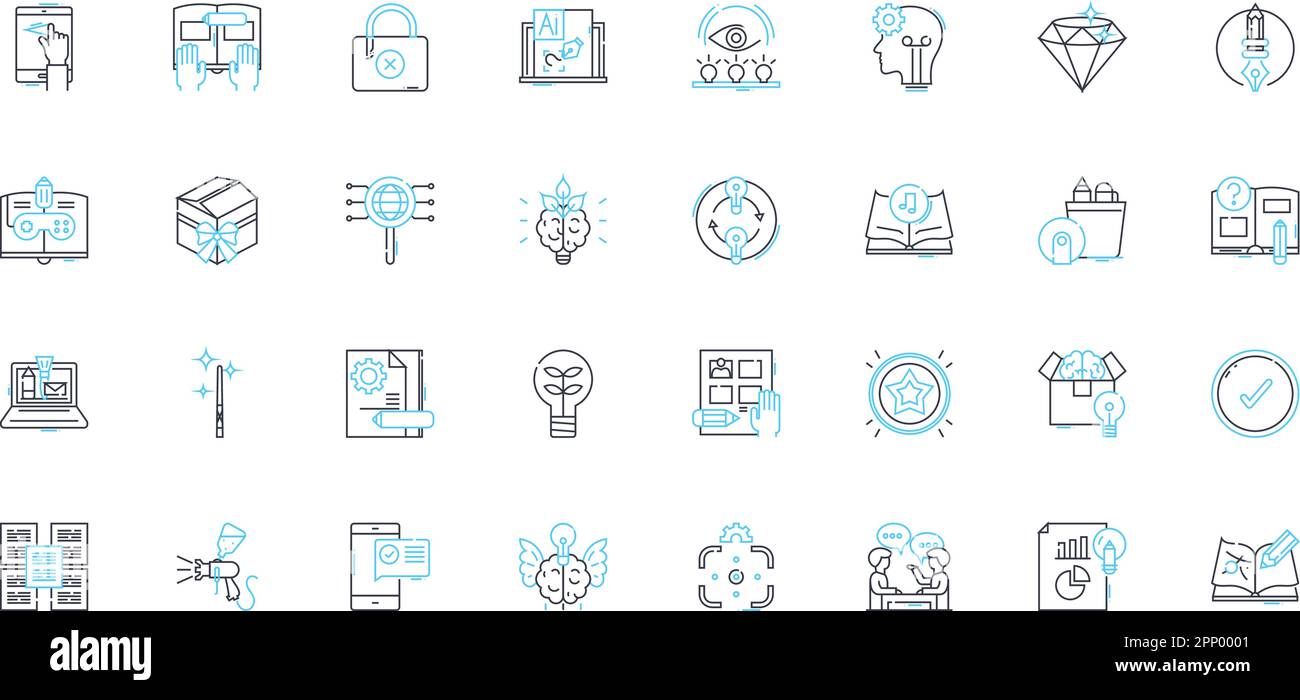 Inspiration und Vorstellungskraft – lineare Symbole. Kreativität ...