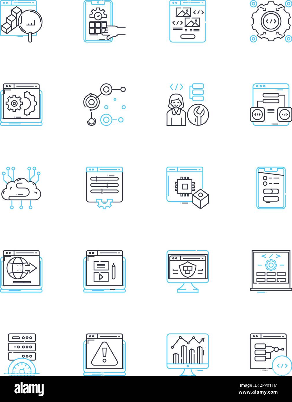 Lineare Symbole für Big Data. Analyse, Analysen, Automatisierung, Cloud ...
