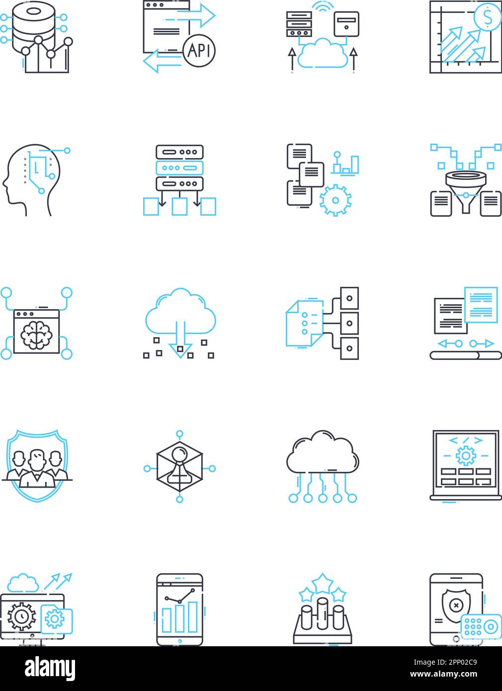 Lineare Symbole für Workstations festgelegt. Effizienz, Ergonomie ...