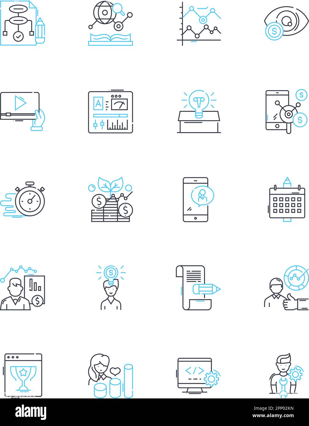 Lineare Symbole für die Produktanalyse festgelegt. Analyse, Produkt ...