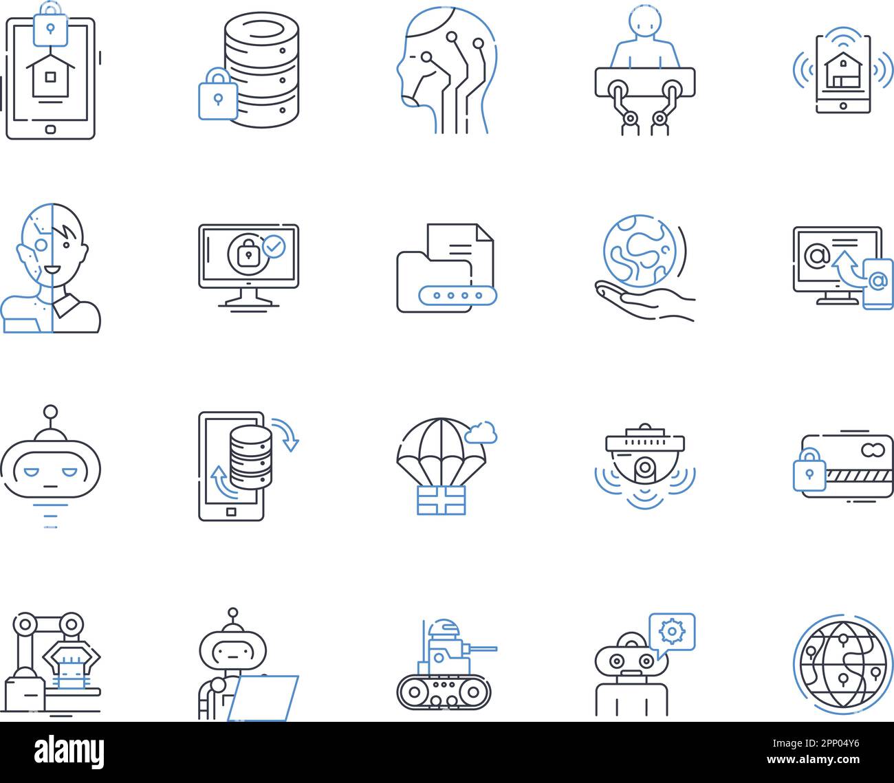 Computerwissenschaft-Liniensammlung. Algorithmus, Binär, Compiler, CPU ...