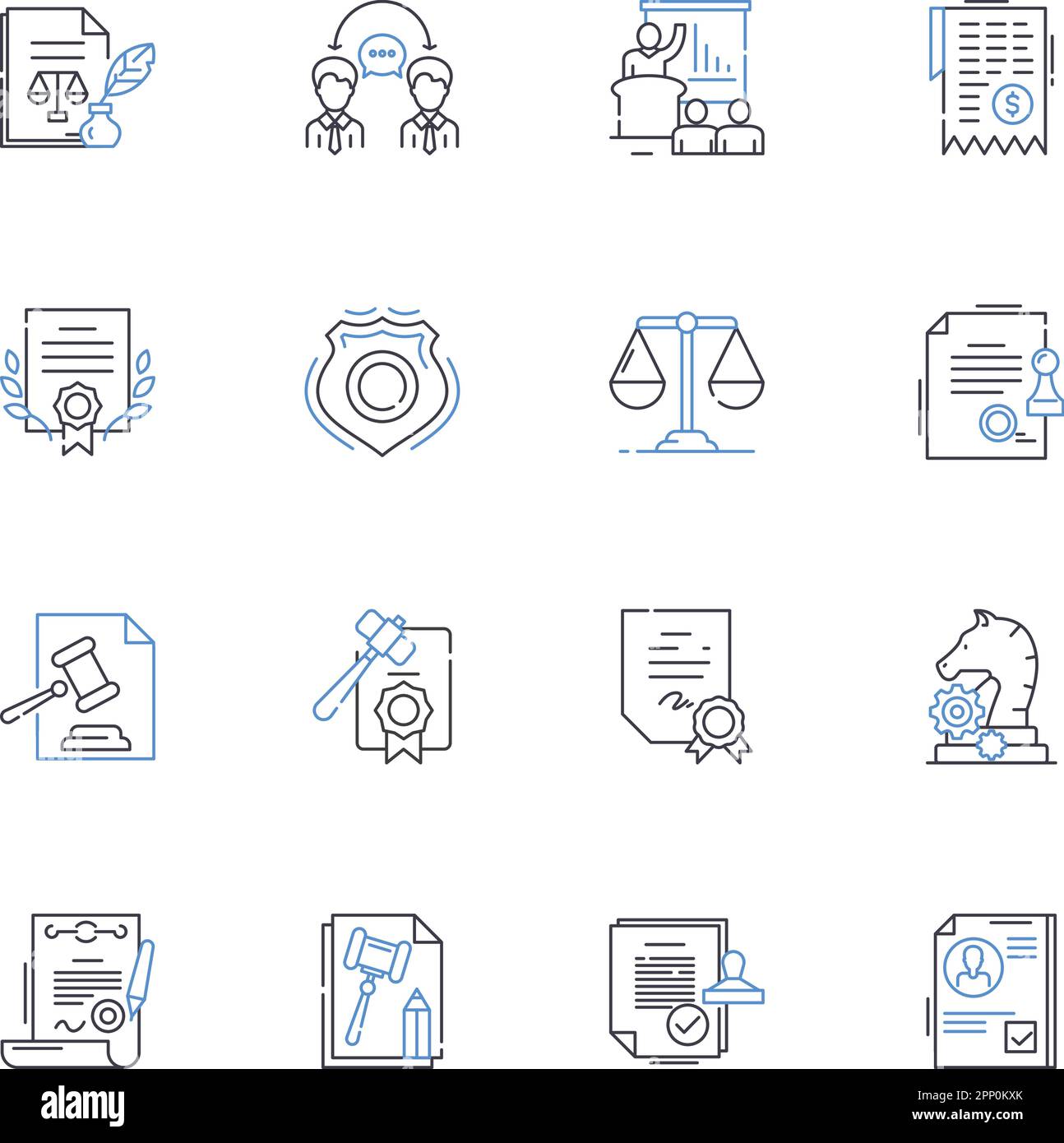 Kollektion mit Symbolen der Konstitutionslinie Dokument, Gesetz ...