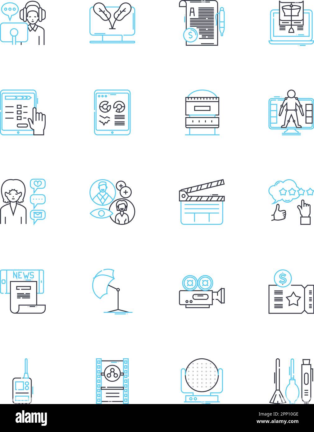 Lineare Symbole für Filmbilder eingestellt. Drama, Comedy, Thriller ...