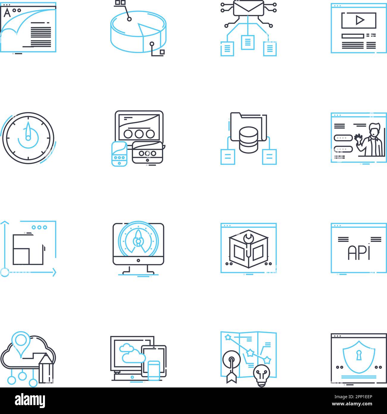 Informationsplattform - Satz linearer Symbole. Daten, Plattform ...