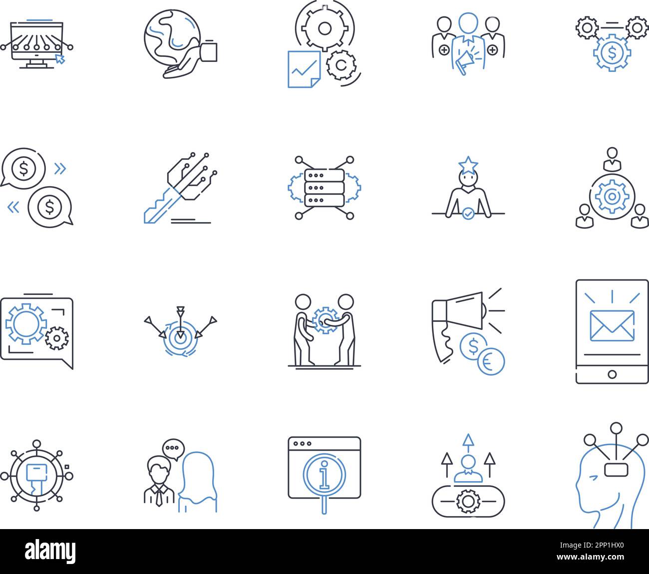 Sammlung der interaktiven Liniensymbole. Engagement, Beteiligung ...