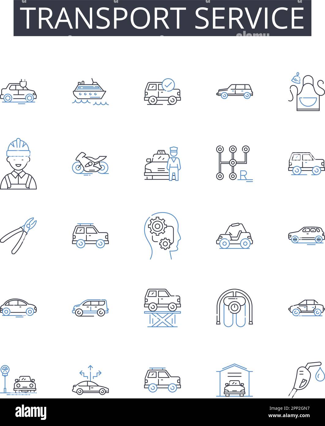 Symbolsammlung für Transport-Service-Position. Lernen, Lehrplan ...