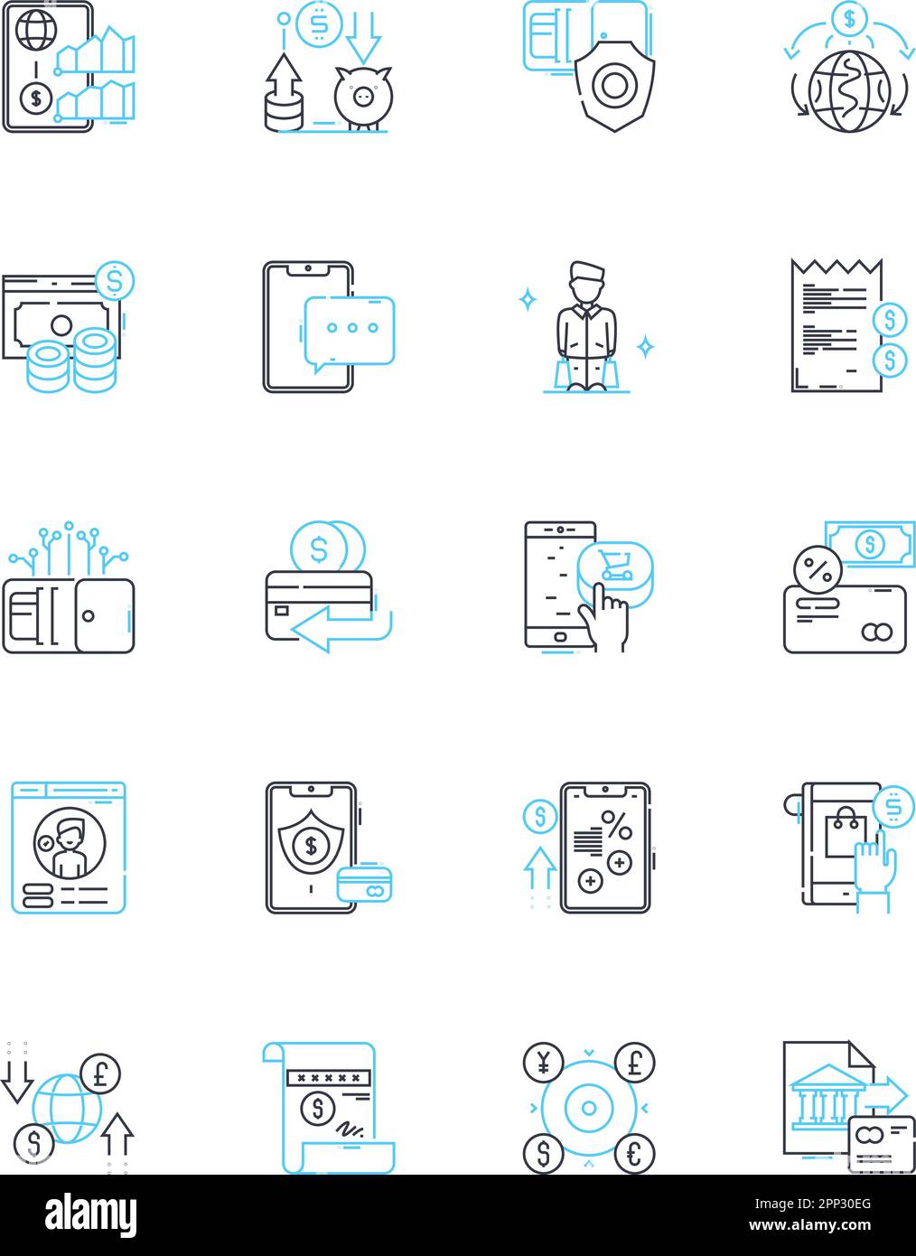 Lineare Symbole für Reichtum festgelegt. Wohlstand, Reichtum, Reichtum ...