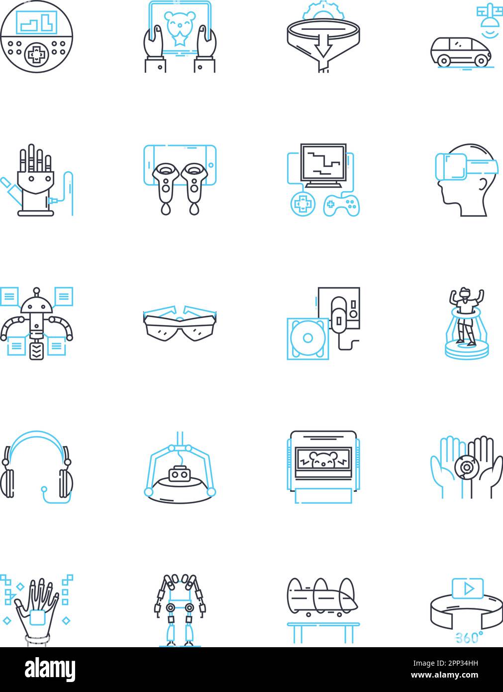 Lineare Symbole für Robotertechnologie. Automatisierung, Robotik ...