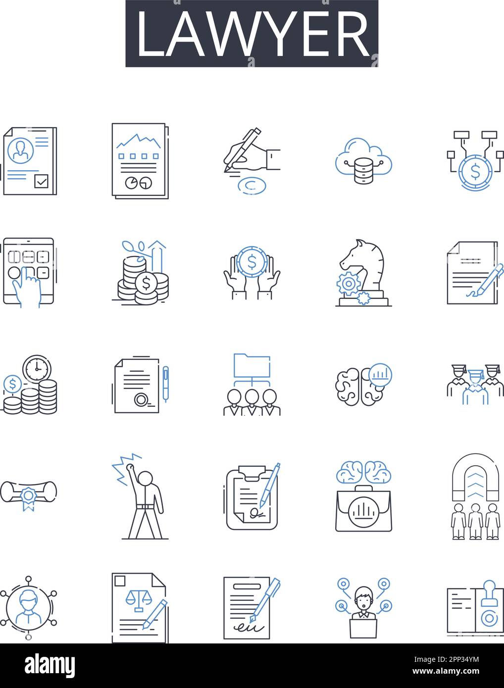 Anwaltslinien-Icons-Sammlung. Rechtsanwalt, Rechtsberater ...