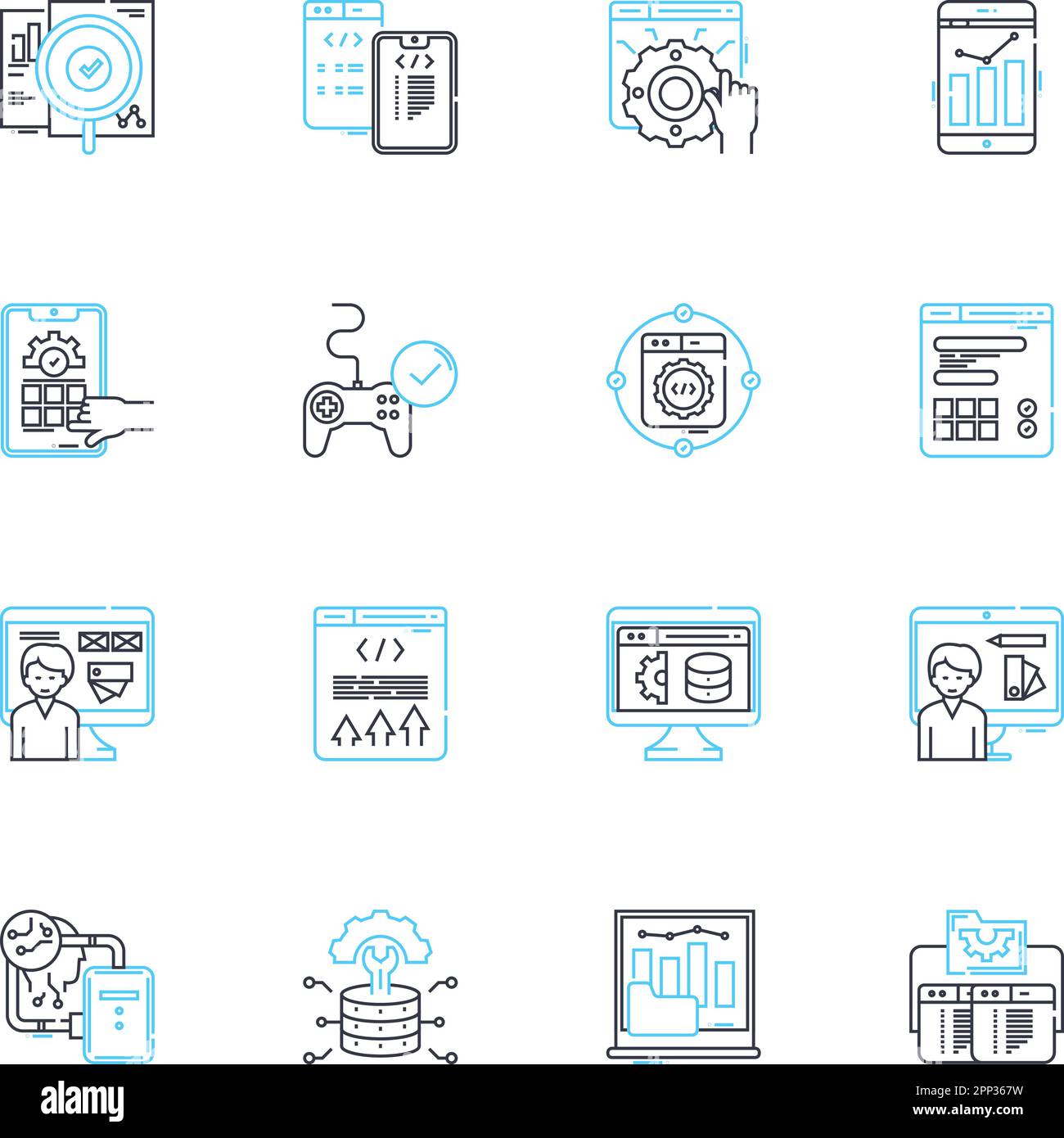 Lineare Symbole für Big Data. Analyse, Analysen, Automatisierung, Cloud ...