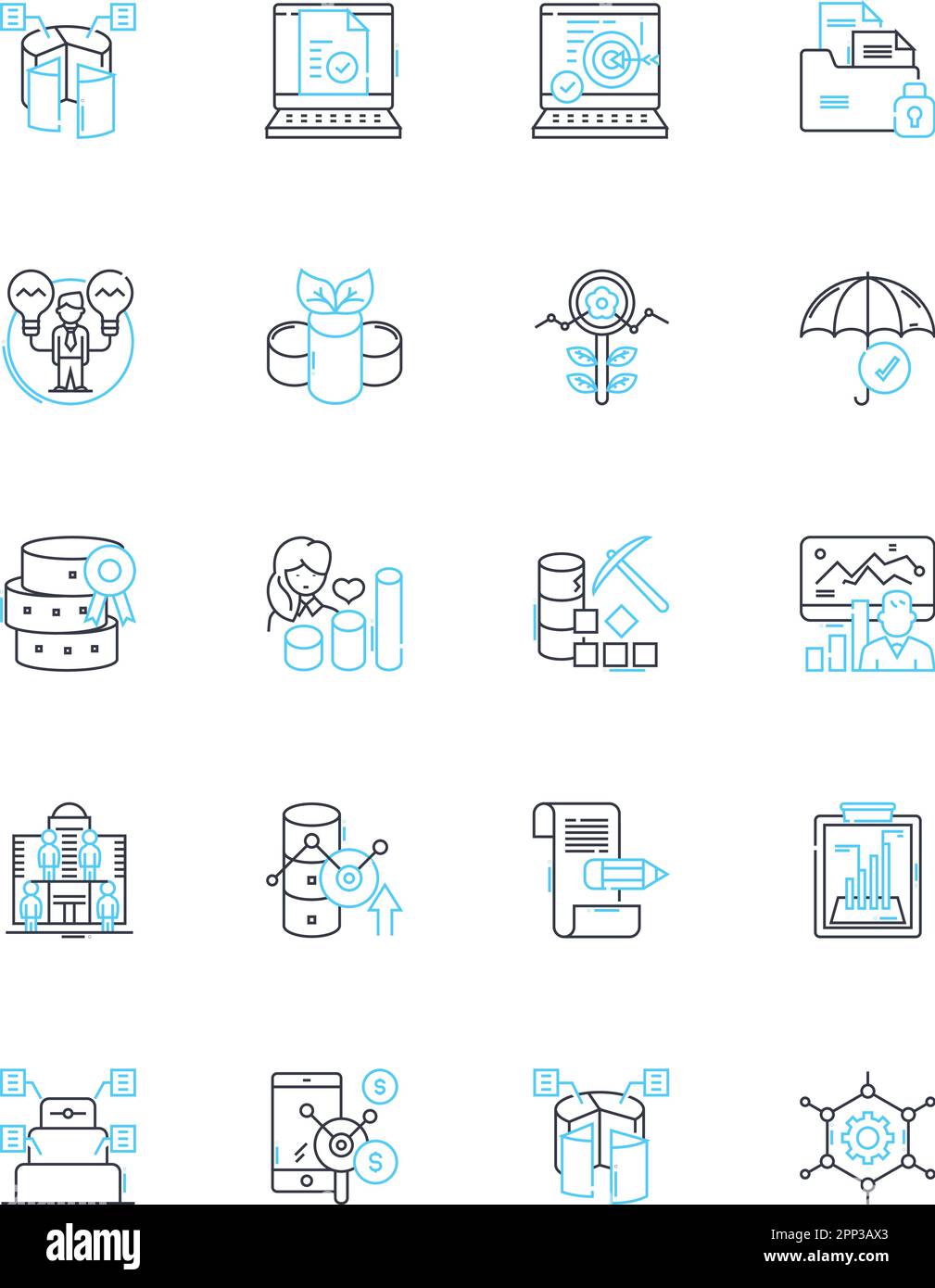 Satz linearer Symbole für Trendanalyse. Prognosen, Prognosen ...