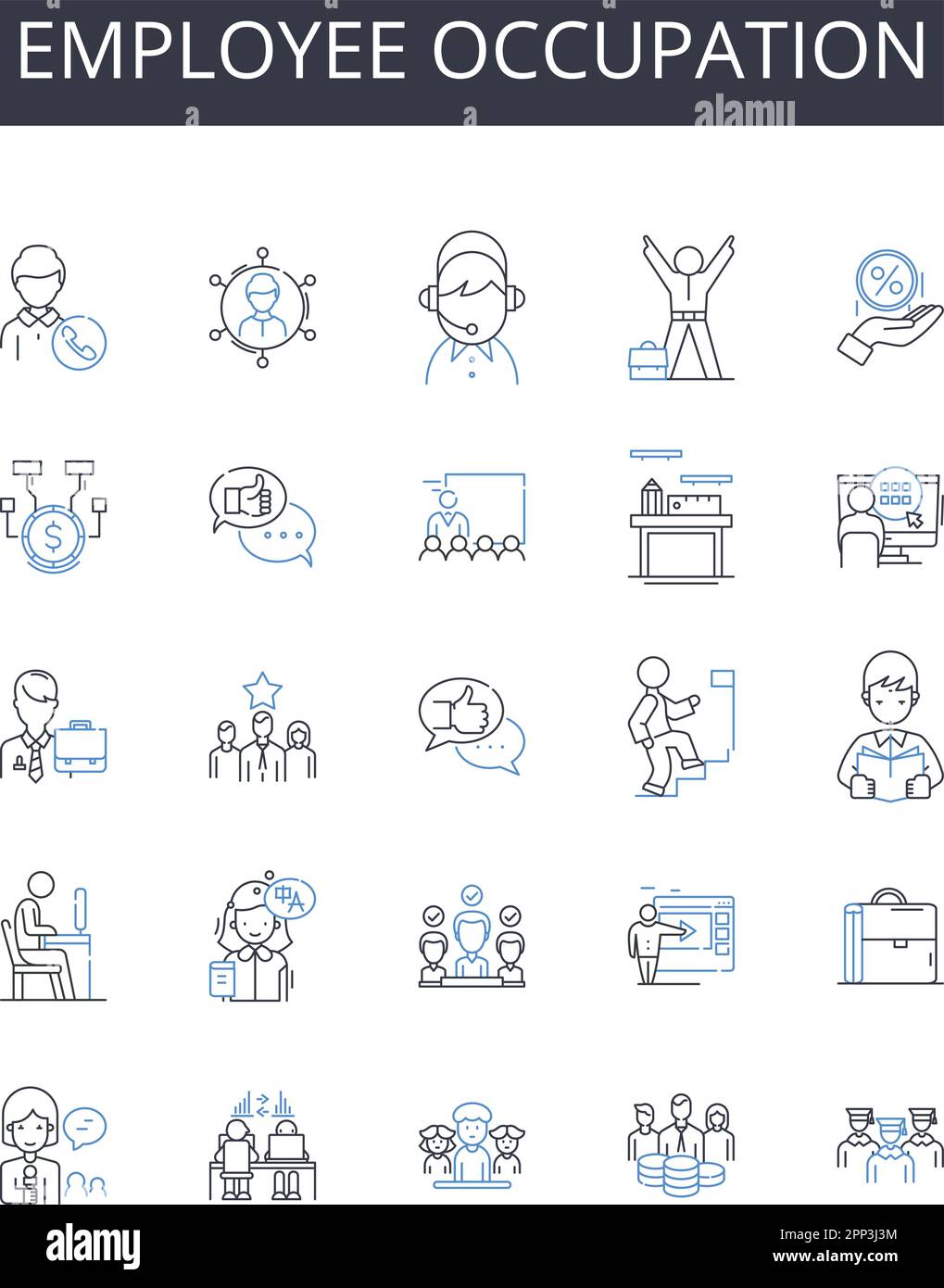 Sammlung der Positionssymbole für den Beruf des Mitarbeiters ...