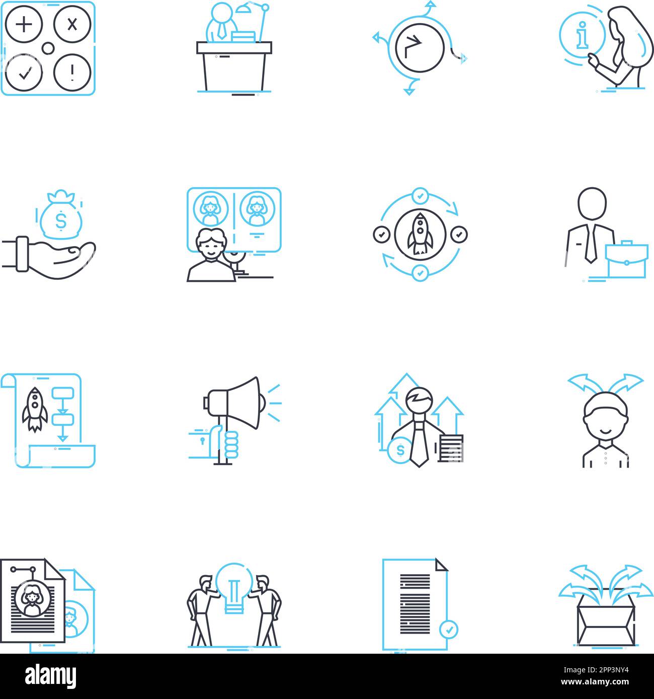 Die Marke enthüllt lineare Symbole. Launch, Reveal, Debüt, Introduction ...