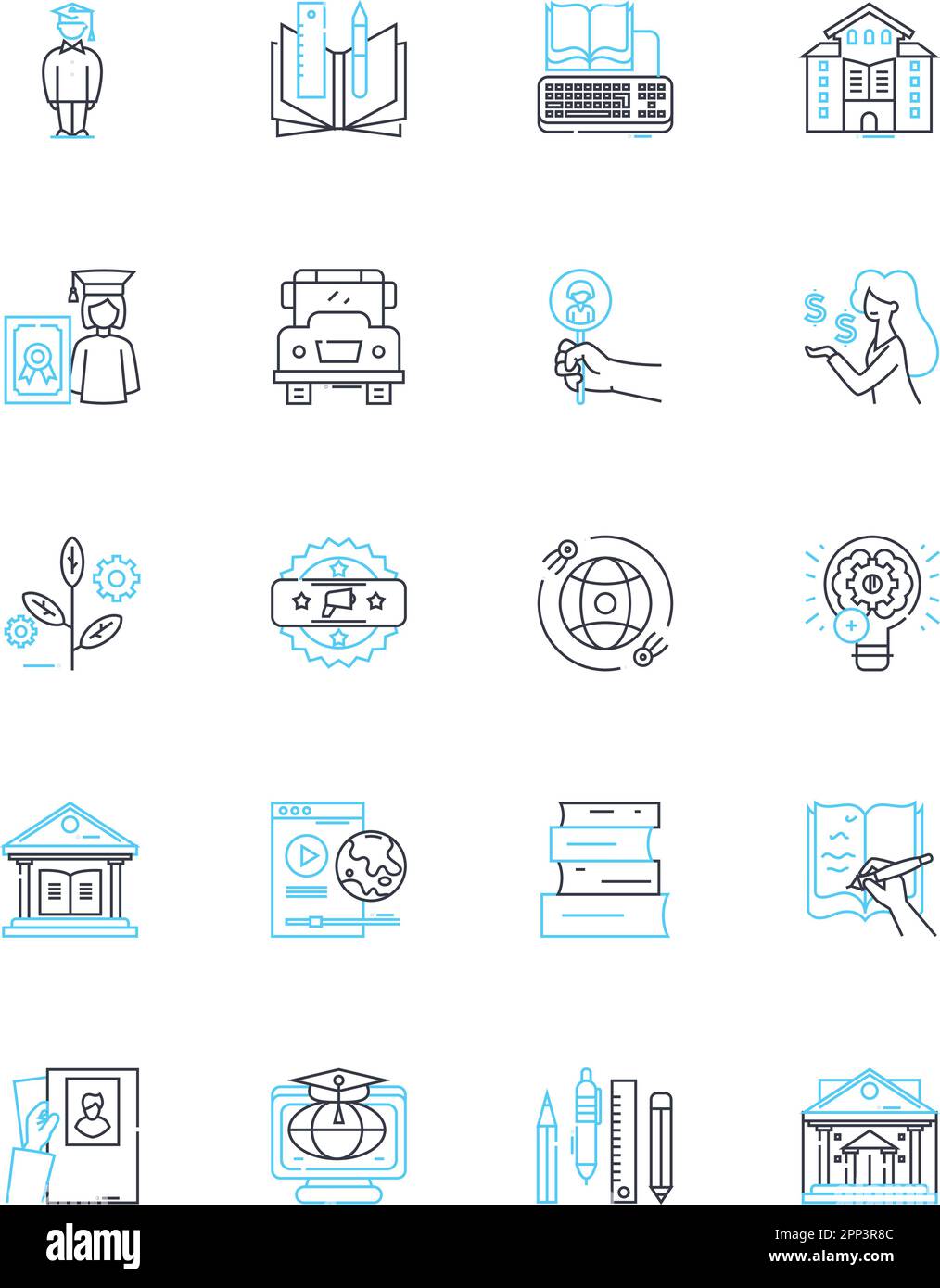 Lebenslanges Lernen – Lineare Symbole gesetzt. Wachstum, Erkundung ...