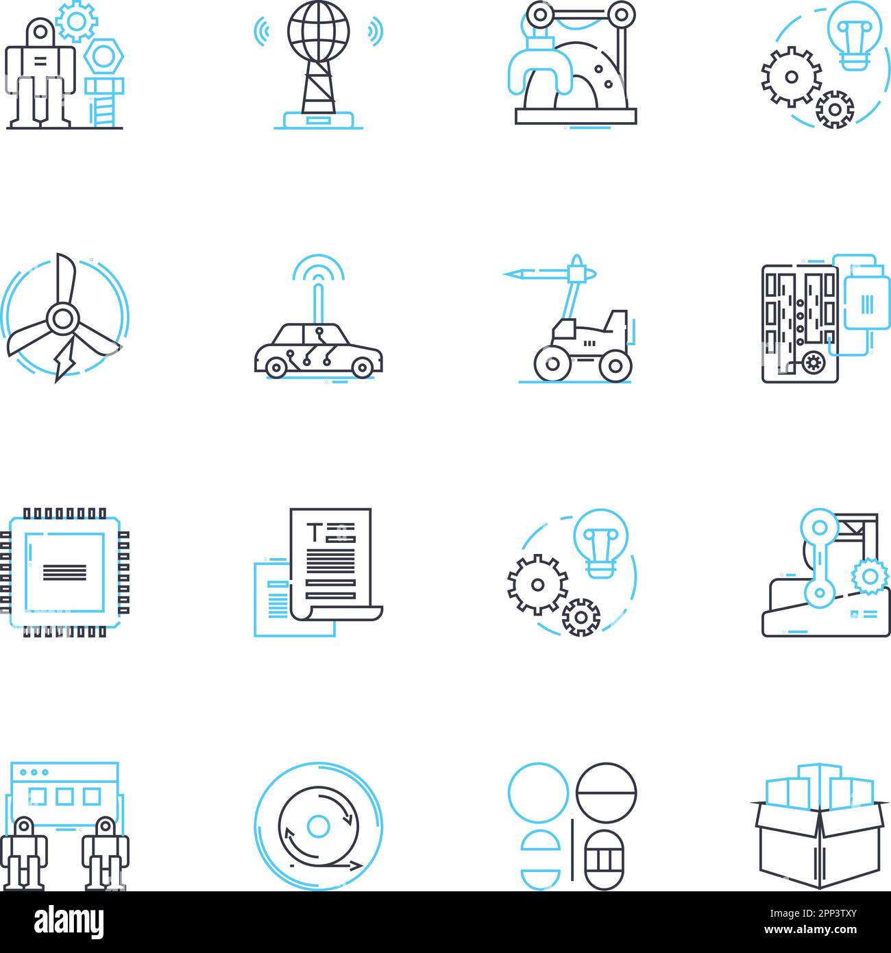 Lineare Symbole für mechanische Modellierung festgelegt. Simulation ...