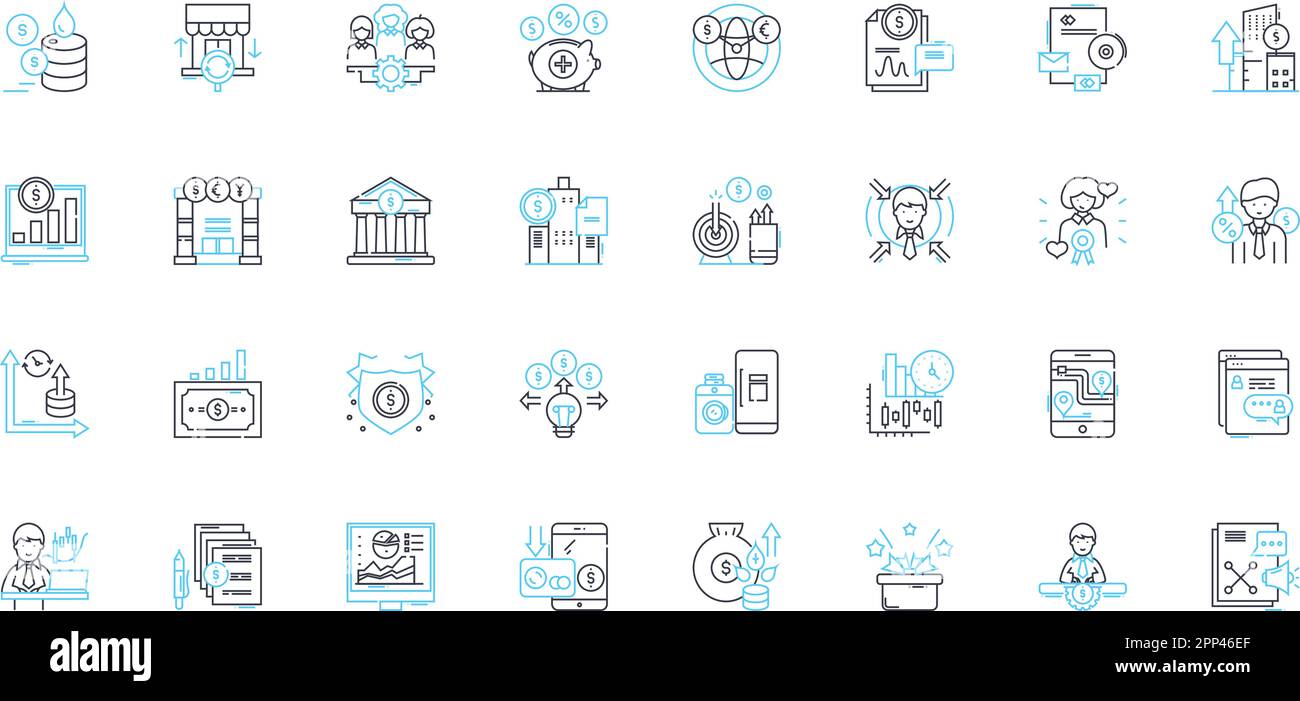 Lineare Symbole für Cashflow festgelegt. Investition, Ertrag, Gewinn ...