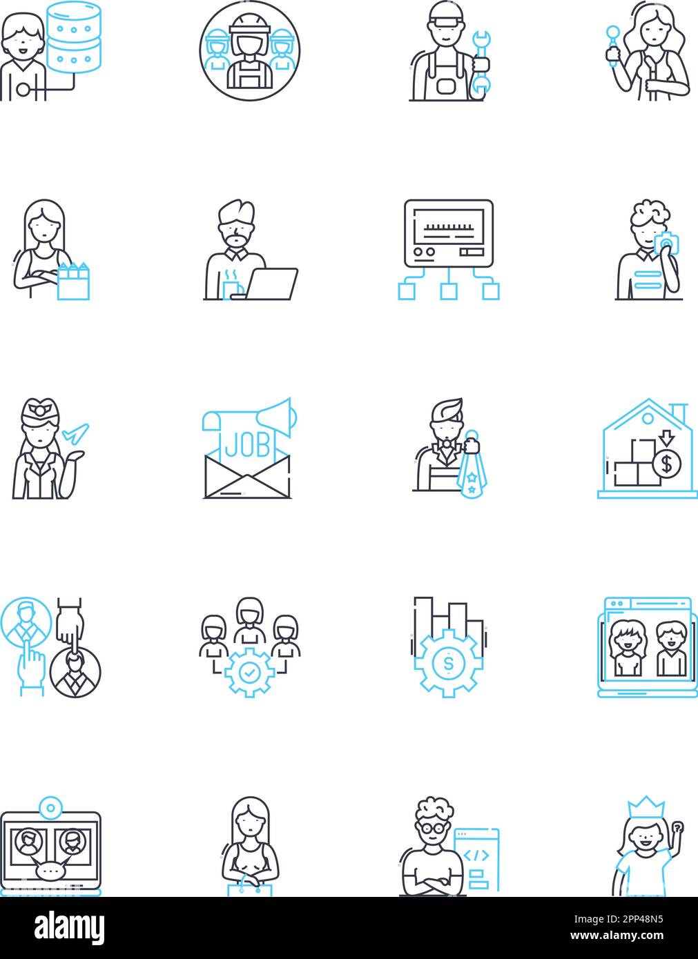 Lineare Symbole für Beschäftigung festgelegt. Beruf, Tätigkeit ...