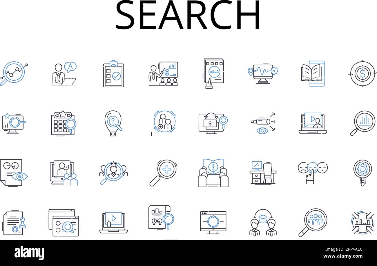 Symbolsammlung für Suchzeilen. Jagen, Suchen, Scour, Sondieren ...
