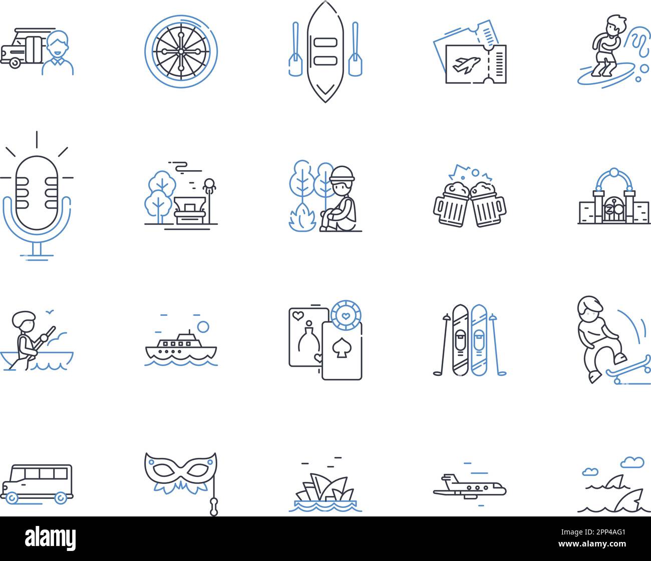 Icons-Kollektion für Abfahrtslinien Abschied, Abgang, Abschied, Abreise ...