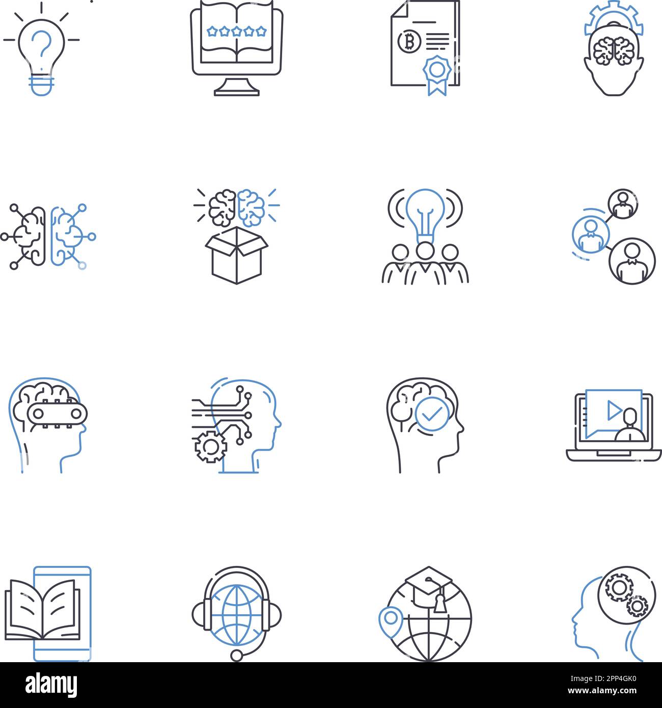 Mind-Mapping-Liniensymbole. Visualisierung, Kreativität, Organisation ...