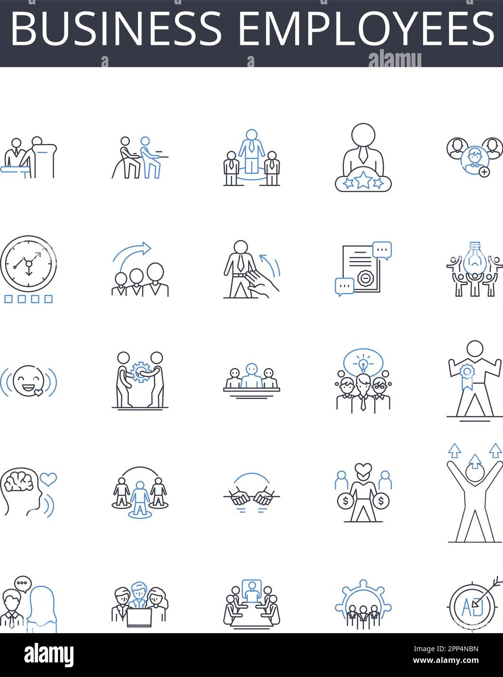 Sammlung der Positionssymbole für Mitarbeiter. Kollegen am Arbeitsplatz ...