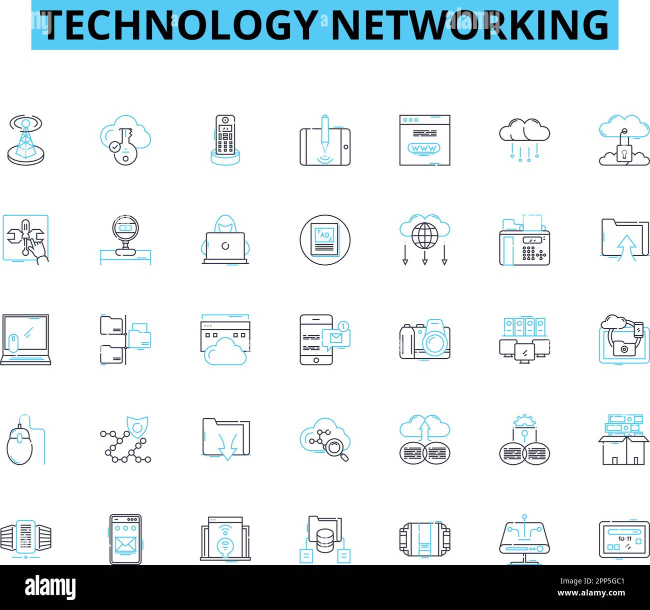 Technologie Netzwerk Lineare Symbole gesetzt. Ethernet, Wlan, Router ...