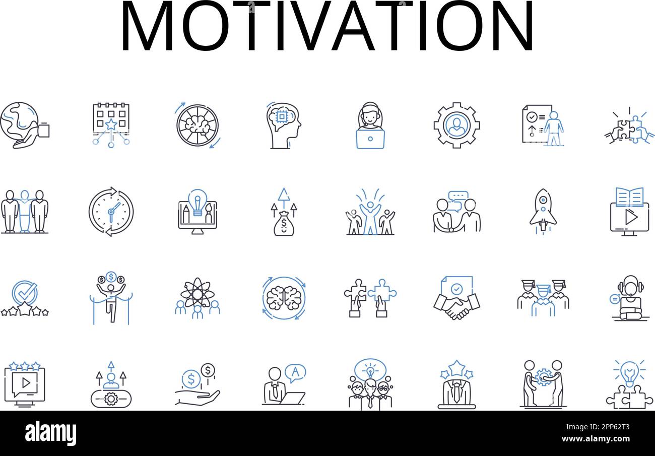 Sammlung von Symbolen für Motivationslinien. Begeisterung, Antrieb ...