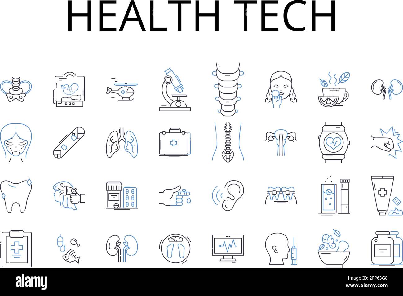 Icons für Health Tech Line Kollektion. Medizintechnik, Digitale ...