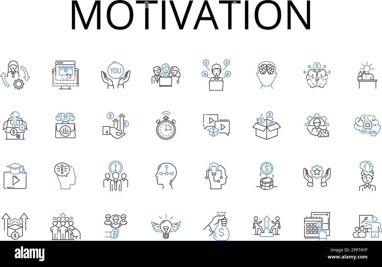Sammlung von Symbolen für Motivationslinien. Begeisterung, Antrieb ...